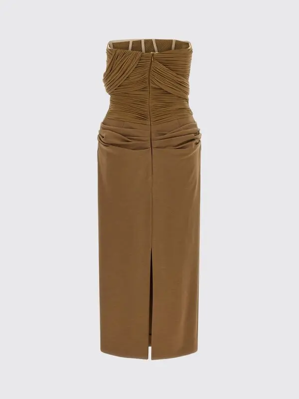 Magda Butrym Draped Off-the-shoulder Midi Sheath Dress In Cupro