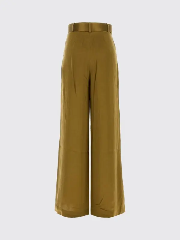 Zimmermann High-waisted Satin Palazzo Pants With Adjustable Belt - Olive