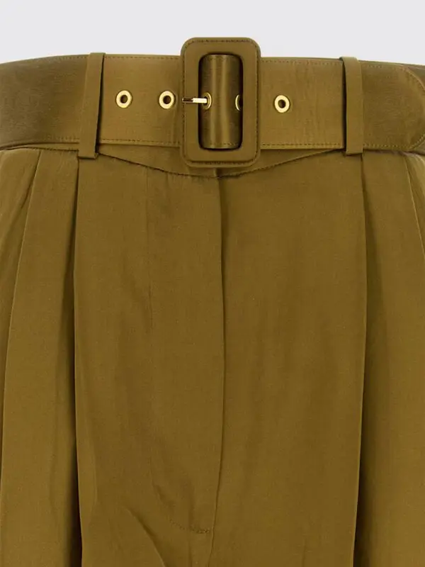 Zimmermann High-waisted Satin Palazzo Pants With Adjustable Belt - Olive