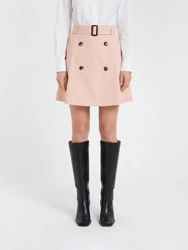 Burberry Belted A-line Skirt - Pink