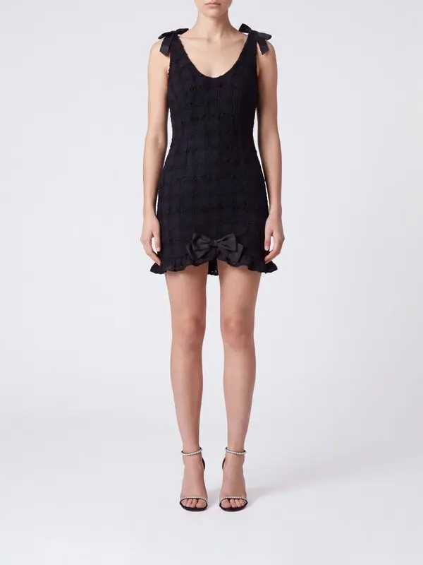 Alessandra Rich Sheath Mini Dress With Bow Appliqu