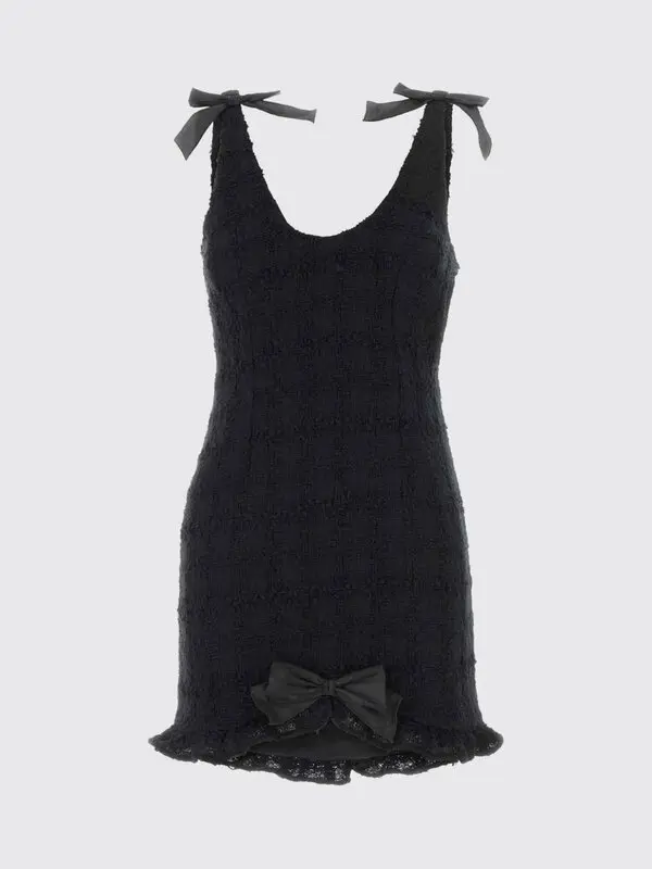 Alessandra Rich Sheath Mini Dress With Bow Appliqu