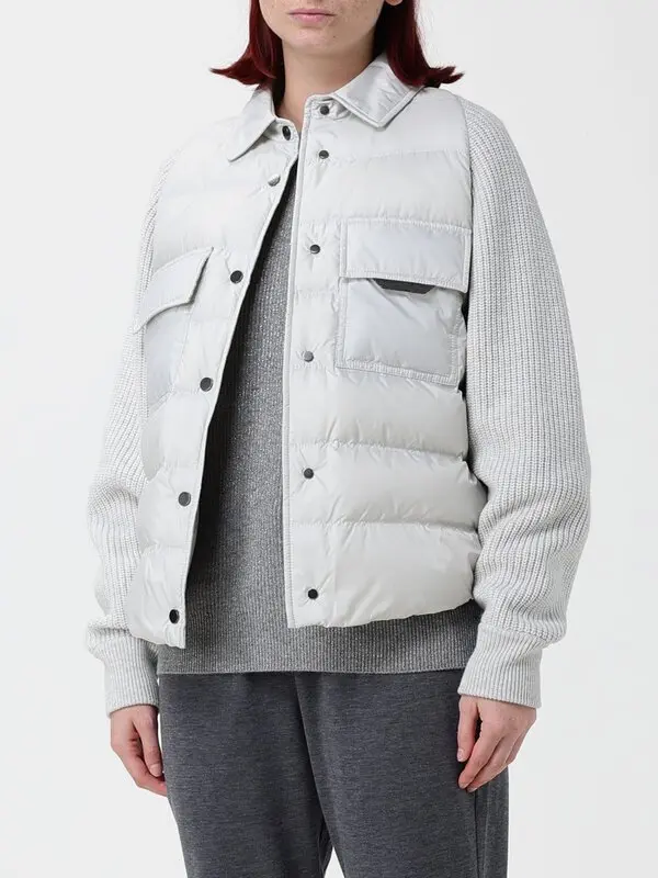 Brunello Cucinelli Short Quilted Down Jacket With Silk And Cashmere Details - White