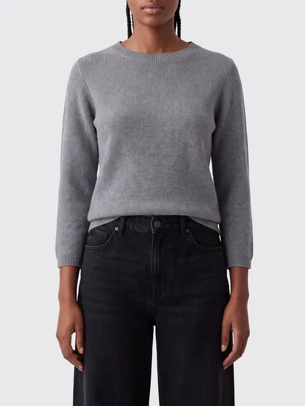 Fabiana Filippi Long-sleeved Crewneck Sweater In Wool, Silk, And Cashmere - Grey