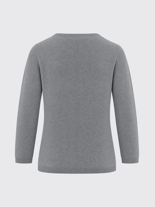 Fabiana Filippi Long-sleeved Crewneck Sweater In Wool, Silk, And Cashmere - Grey
