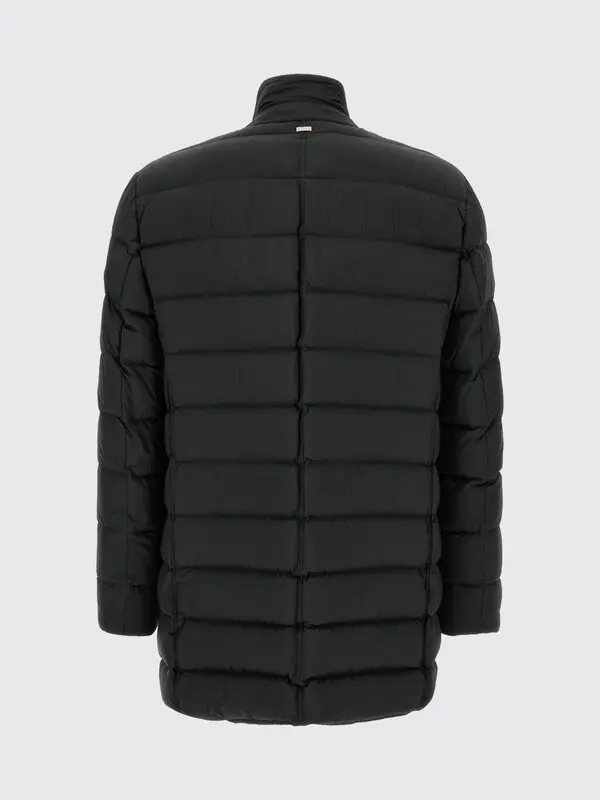 Herno Long Quilted Nylon Puffer Coat With High Neck And Button Closure - Black