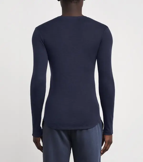 Hanro Cotton Living Long-sleeve T-shirt - Navy