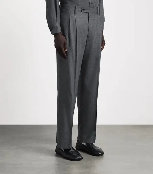 Auralee Wool Pleated Wide-leg Trousers