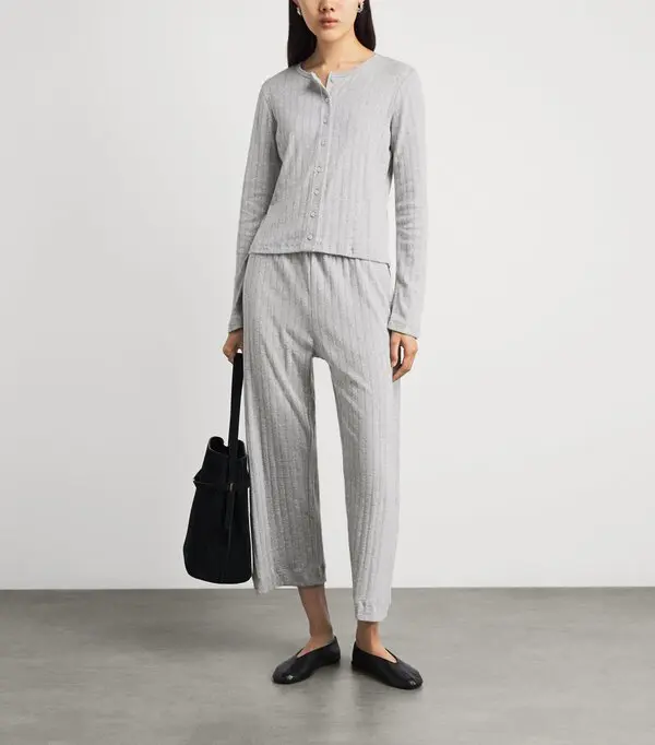 LESET Cotton Pointelle Cardigan