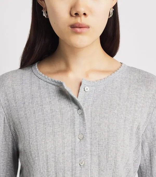 LESET Cotton Pointelle Cardigan