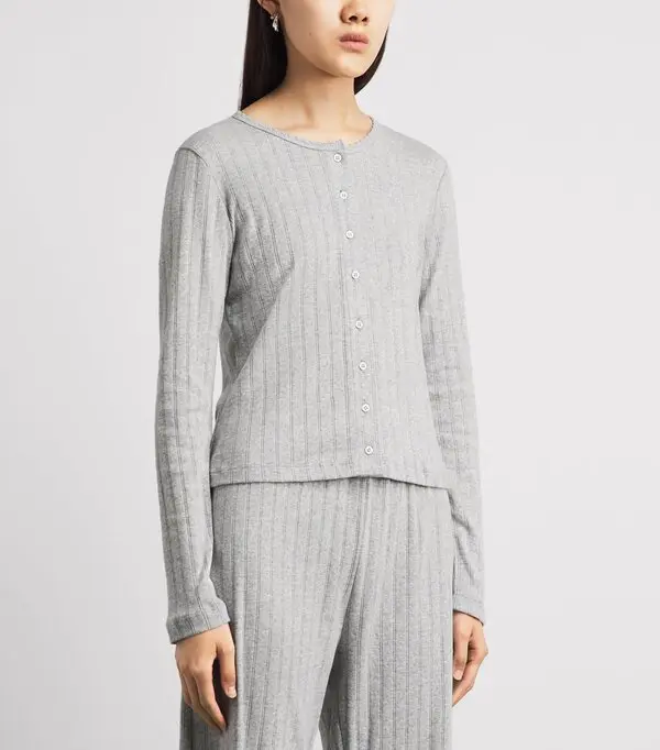 LESET Cotton Pointelle Cardigan