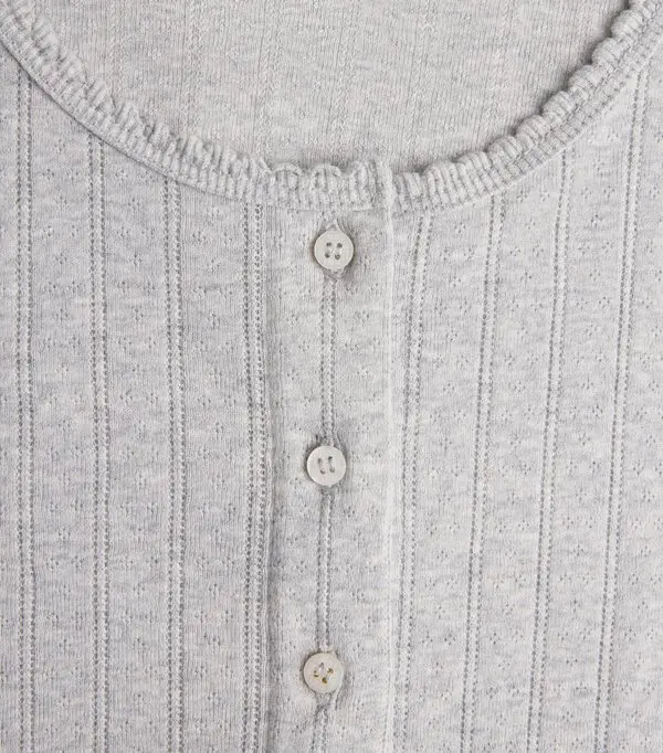 LESET Cotton Pointelle Cardigan