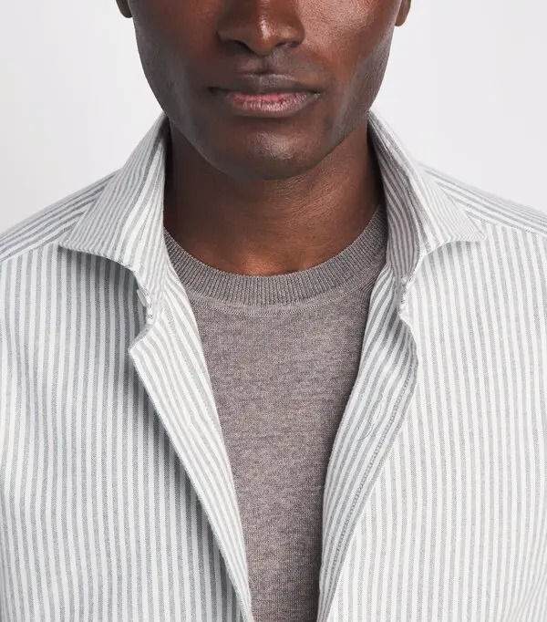 BARBA NAPOLI Washed Cotton Stripe Shirt