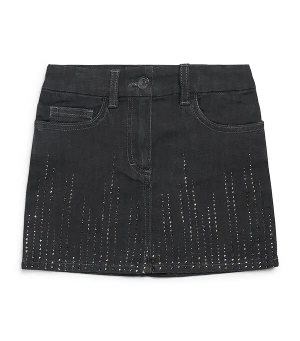 Monnalisa Embellished Stretch-denim Mini Skirt