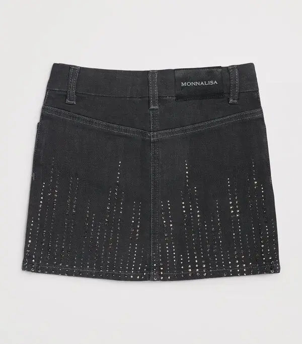 Monnalisa Embellished Stretch-denim Mini Skirt
