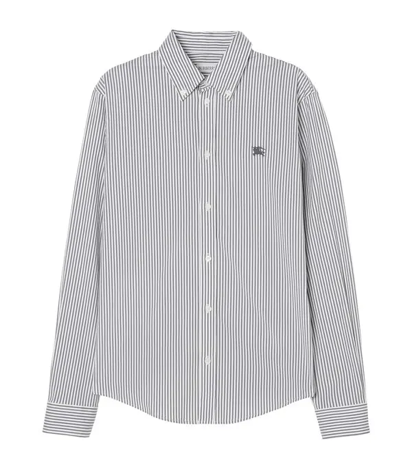 Burberry Stretch-cotton Stripe Ekd Shirt - Grey