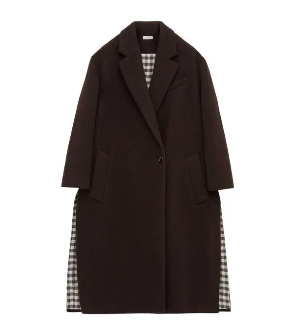 Loewe Cashmere Coat With Gingham Lining