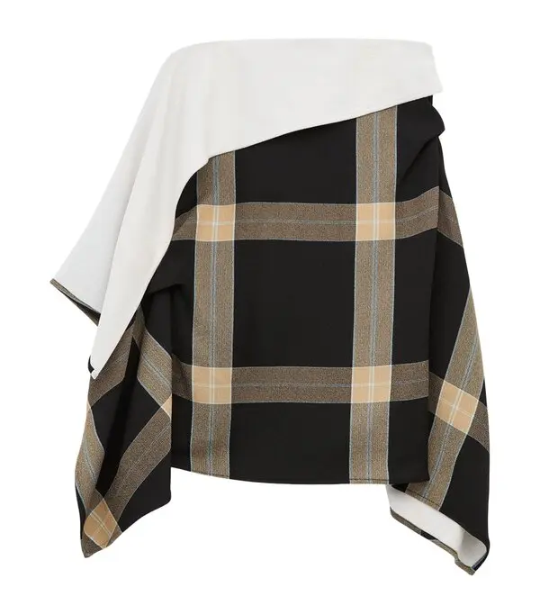 Loewe Draped Check Mini Skirt - Black