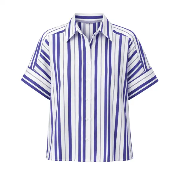 EXQUISE Alsatia Striped Drop Shoulder Shirt - Blue