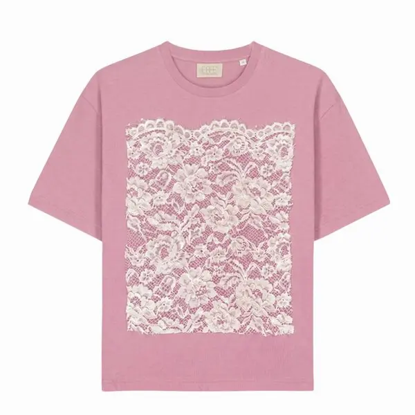 EFFEI Lumière Cotton T-shirt With Lace Insert