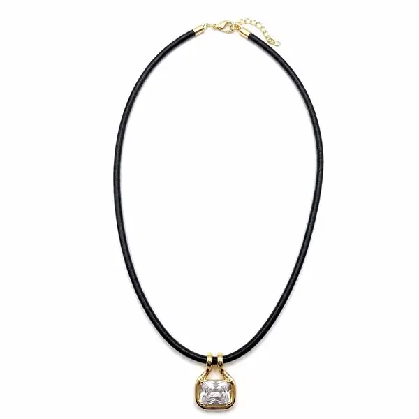 THE M JEWELERS The Naia Gem Pendant Necklace Black / Gold - Brown