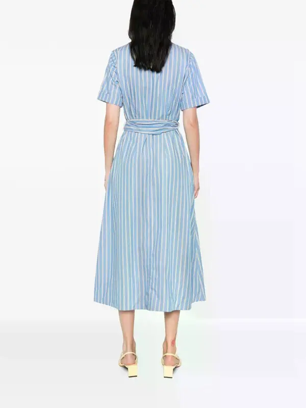 MAISON123 Palma Belted Midi Dress With Vertical Stripes