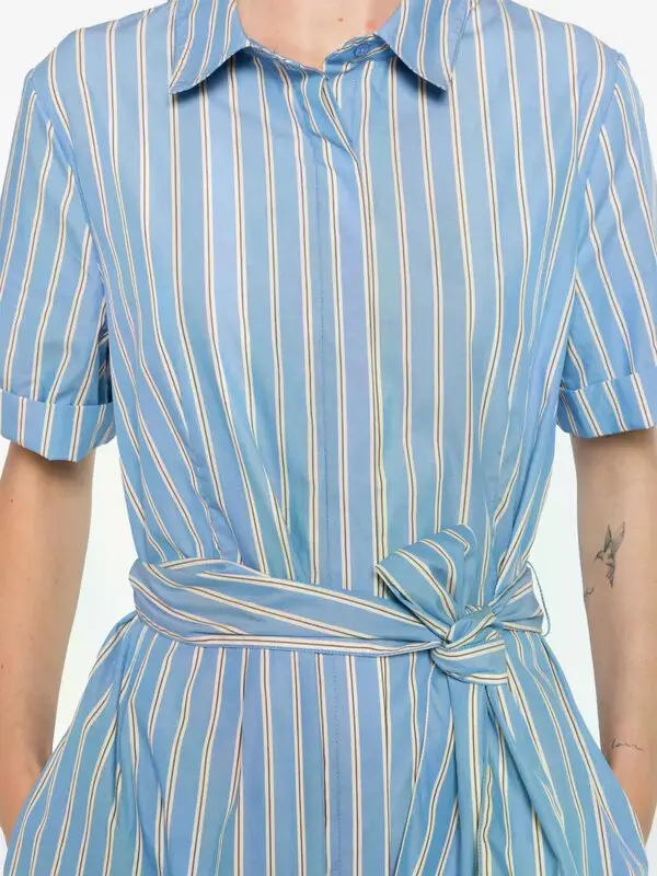 Maison123 Palma Belted Midi Dress With Vertical Stripes
