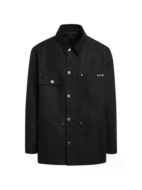 Prada Corduroy-collar Logo-plaque Jacket - Black