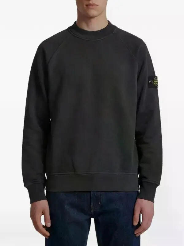 Stone Island Logo-patch Crew-neck Sweatshirt - Black