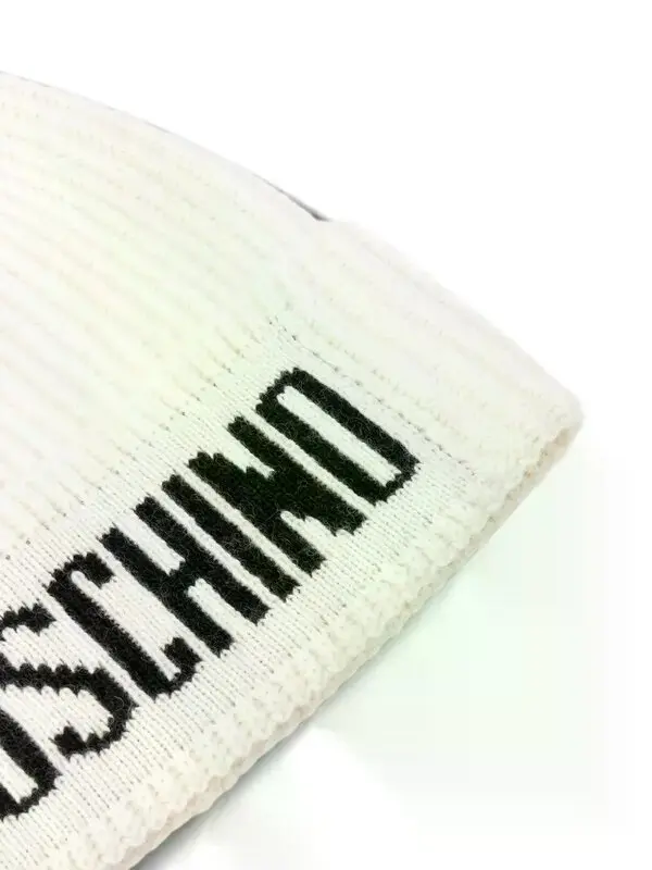 Moschino Logo-intarsia Ribbed-knit Beanie Hat