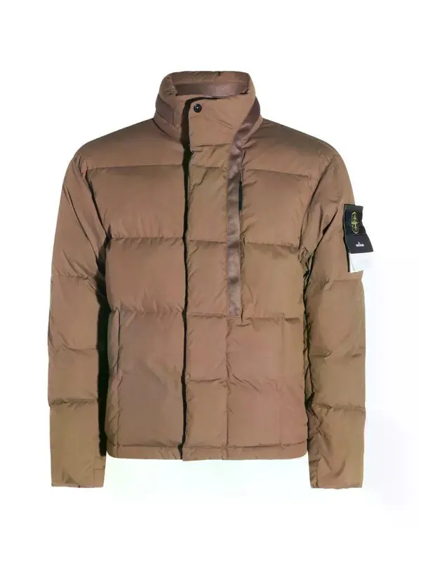 Stone Island Logo-patch Quilted Padded Jacket - Brown