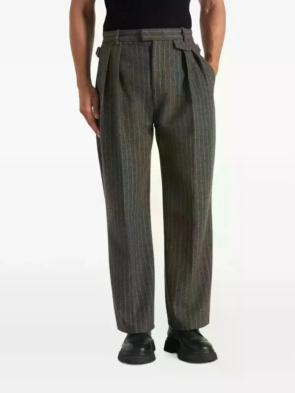 Manière De Voir Pierre In Twin Pleat Wool Pinstripe Trousers - Grey