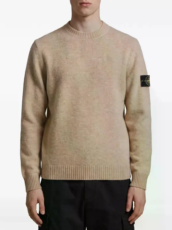 Stone Island Logo-patch Crew-neck Sweater - Neutrals