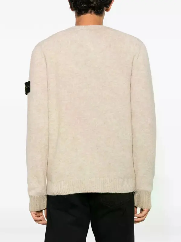 Stone Island Logo Patch Crew Neck Sweater - Neutrals