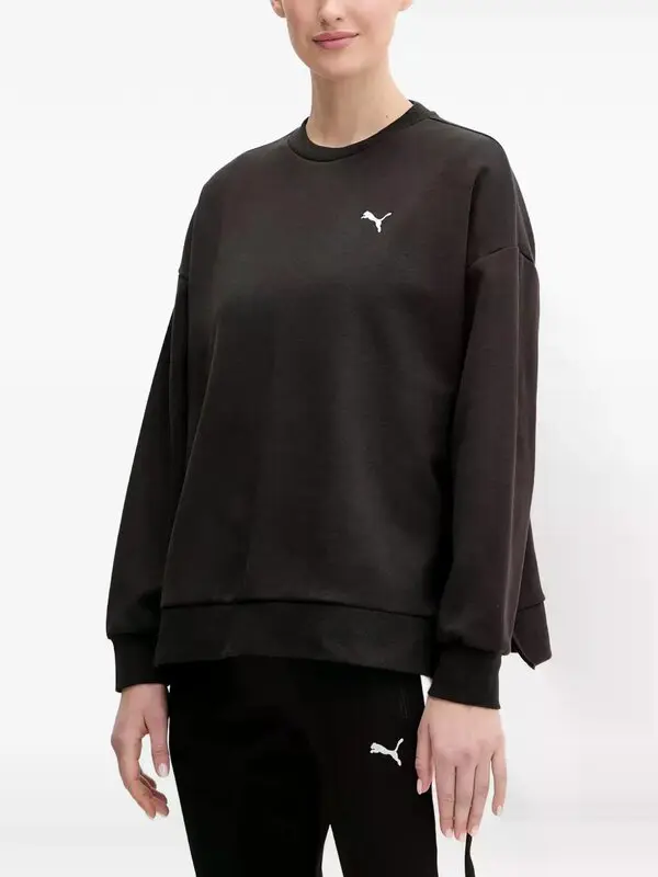 PUMA Logo-embroidered Drop-shoulder Sweater - Black