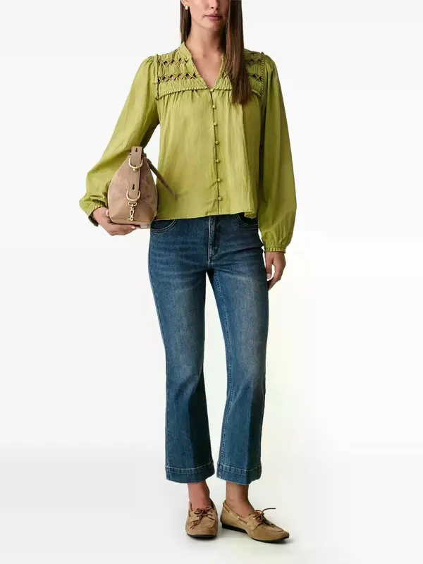 HOSS INTROPIA Cecile Lattice-detail Ruffled Shirt