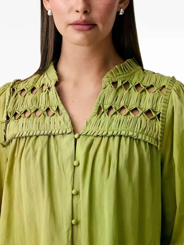 HOSS INTROPIA Cecile Lattice-detail Ruffled Shirt