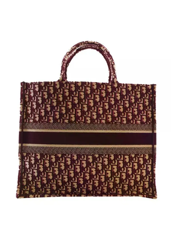 Dior Large Oblique Embroidered Canvas Book Tote Bag