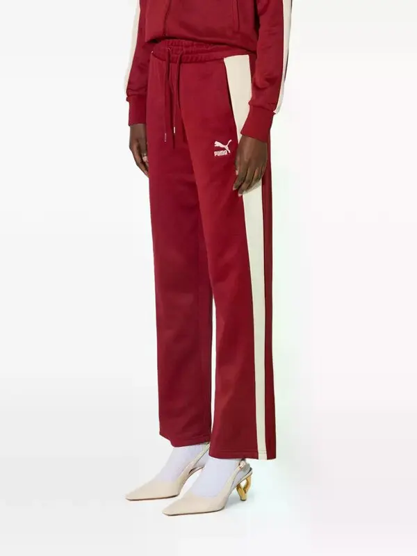 PUMA T7 Logo Embroidered Track Pants - Red