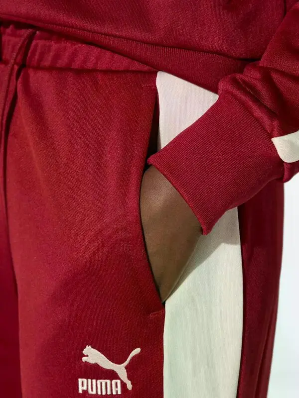 PUMA T7 Logo Embroidered Track Pants - Red