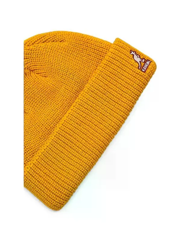 KANGOL Logo-patch Ribbed-knit Beanie Hat