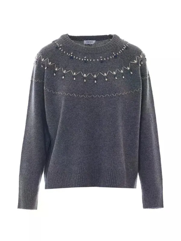 Liu Jo Wool Sweater With Jewel Embroidery