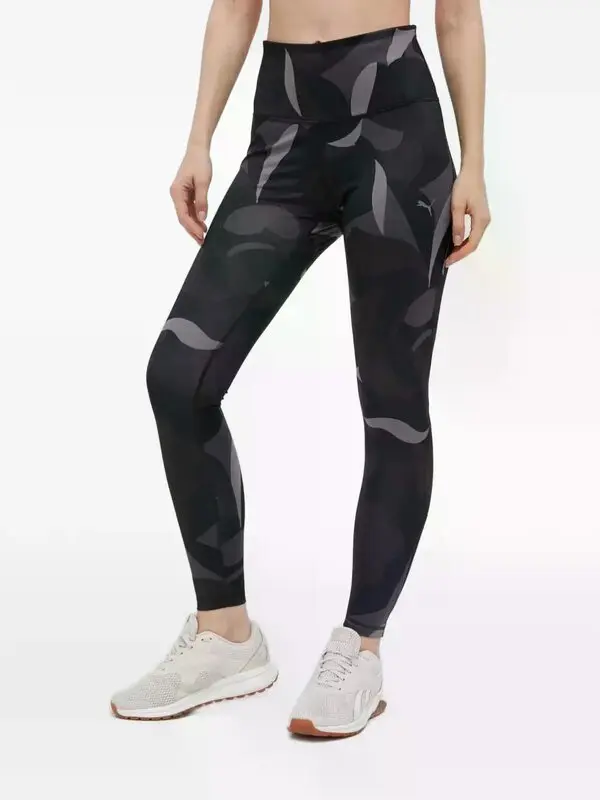 PUMA Abstract-print Mesh-panel Leggings - Black