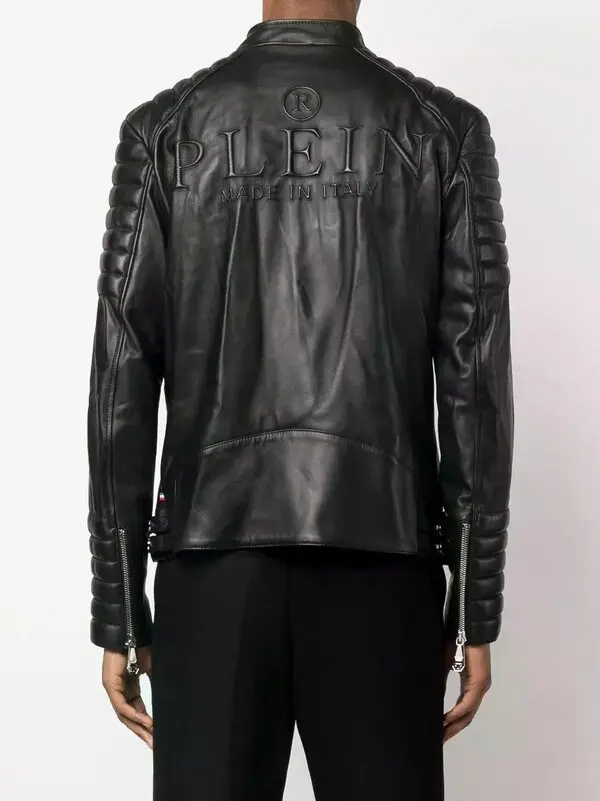 Philipp Plein Long Sleeve Leather Jacket