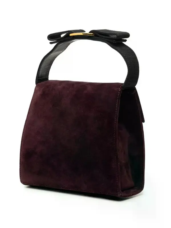 FERRAGAMO Suede Vara Bow Top Handle Bag Satchel