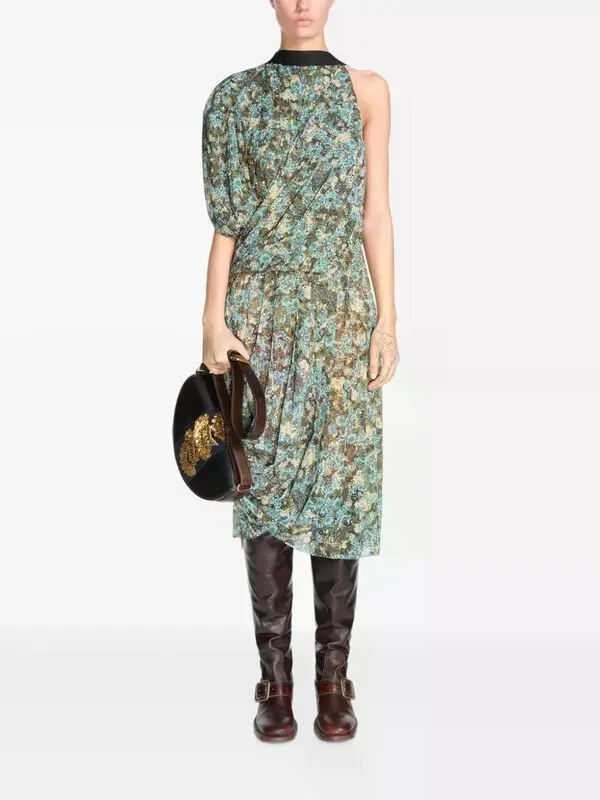 Dries Van Noten Asymmetrical Pleated Dress - Blue