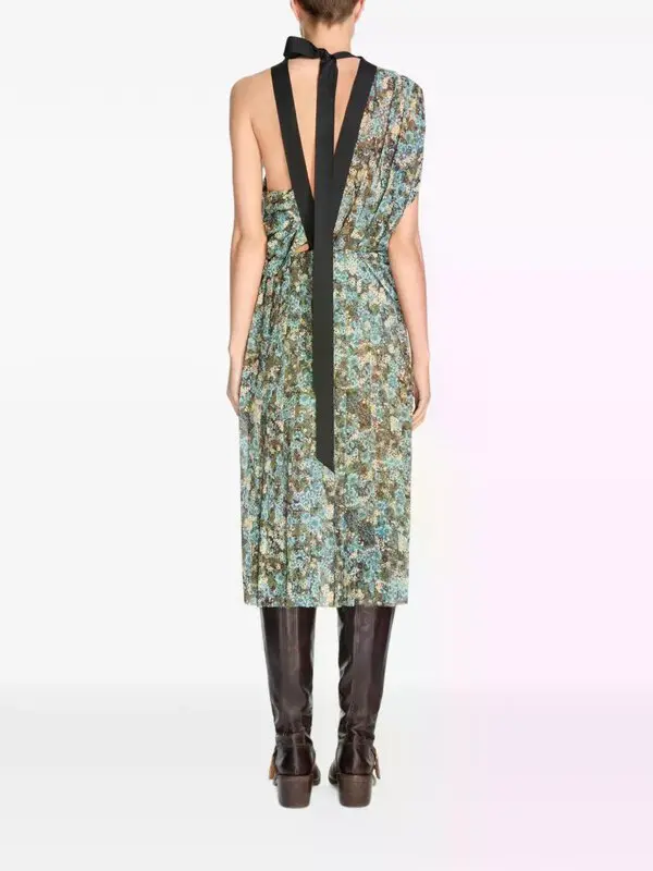 Dries Van Noten Asymmetrical Pleated Dress