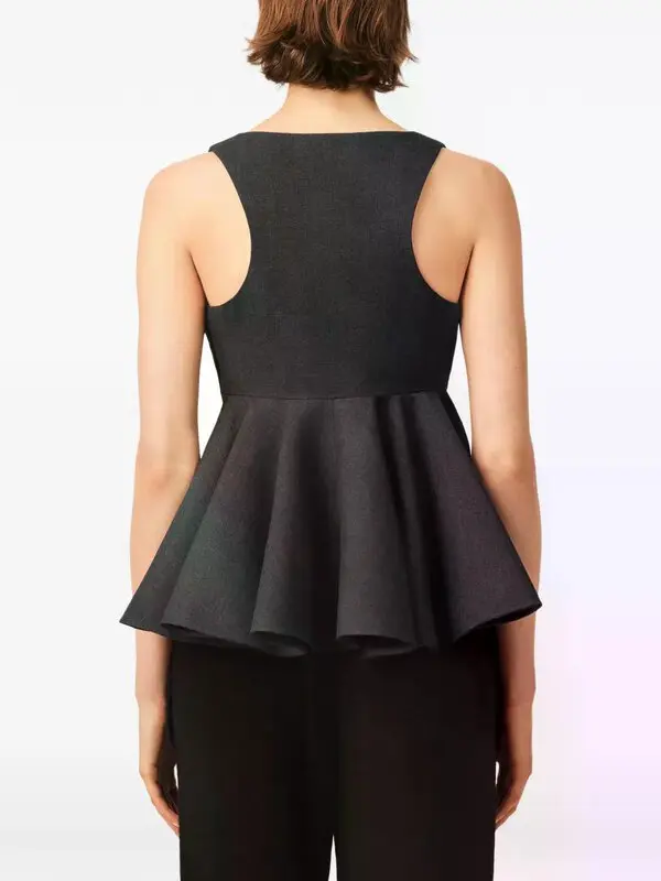 AMI Paris Peplum Sleeveless Wool Top