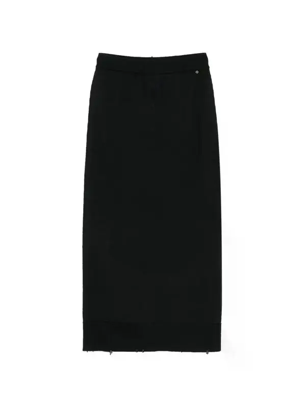 OTTOD'AME Fine-knit Slit-detail Midi Skirt - Black