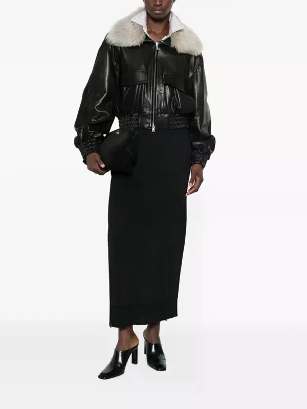 OTTOD'AME Fine-knit Slit-detail Midi Skirt